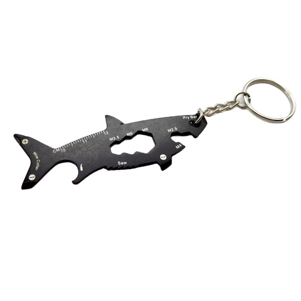 MULTI TOOL SHARK STAINLESS STEEL KEYCHAIN